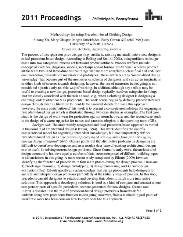 (PDF) Methodology for Using Precedent-based Clothing Design