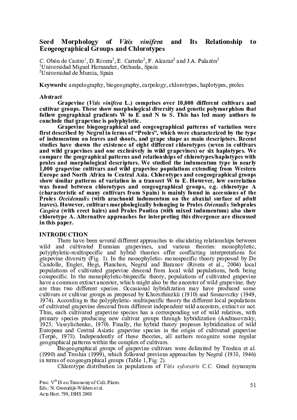 (PDF) Seed Morphology of Vitis Vinifera and Its Relationship to ...