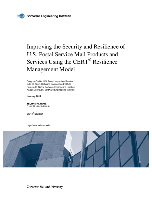 (PDF) Improving the Security and Resilience of U.S. Postal Service Mail ...