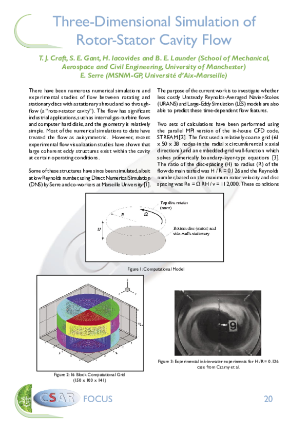 (PDF) Three-Dimensional Simulation of Rotor-Stator Cavity Flow