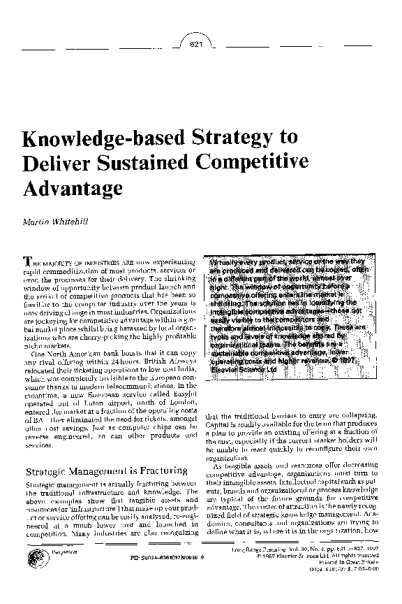(PDF) Knowledge-based strategy to deliver sustained competitive advantage