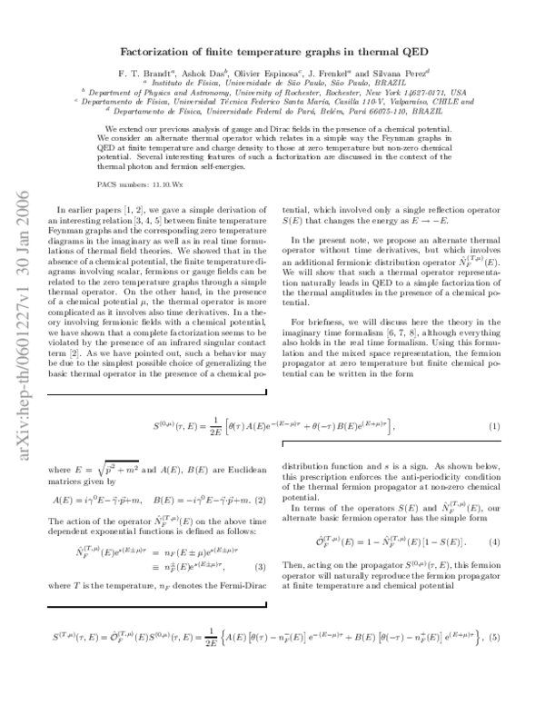 Pdf Factorization Of Finite Temperature Graphs In Thermal Qed