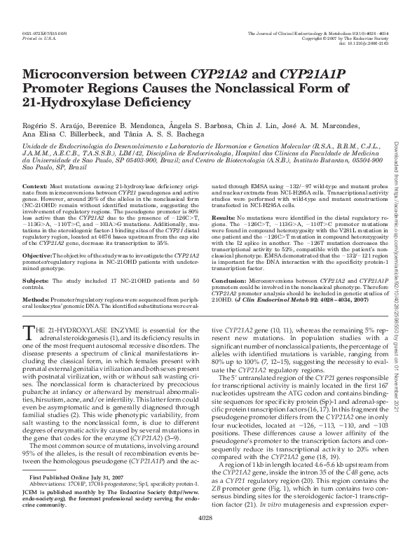 (PDF) Microconversion between CYP21A2 and CYP21A1P Promoter Regions ...