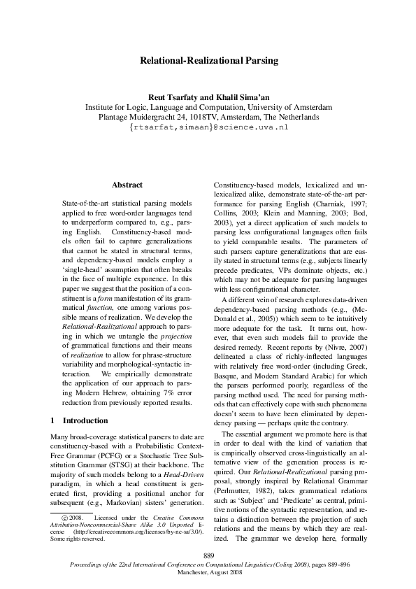 (PDF) Relational-Realizational Parsing