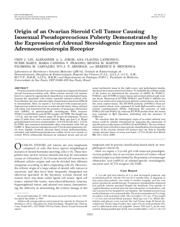 (PDF) Origin of an Ovarian Steroid Cell Tumor Causing Isosexual ...