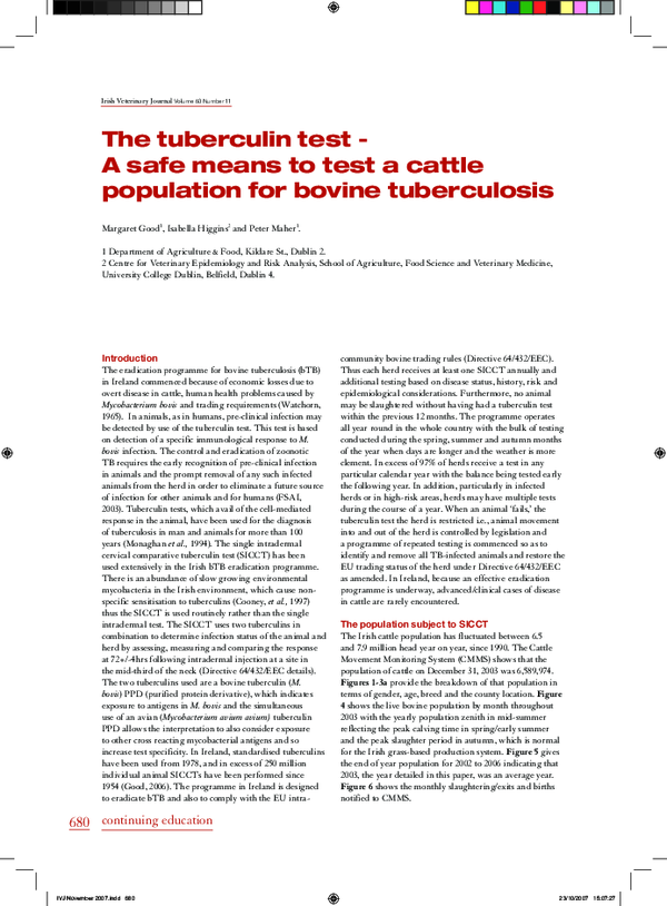 (PDF) The tuberculin test - A safe means to test a cattle population ...
