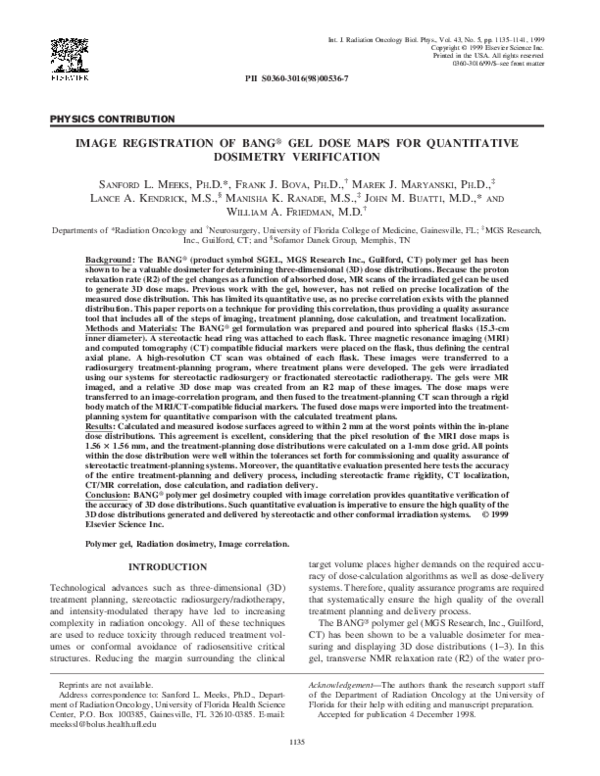 (PDF) Image registration of BANG® gel dose maps for quantitative ...