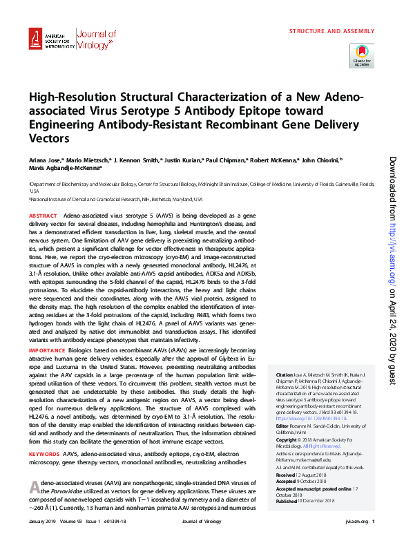 (PDF) High resolution structural characterization of a new AAV5 ...