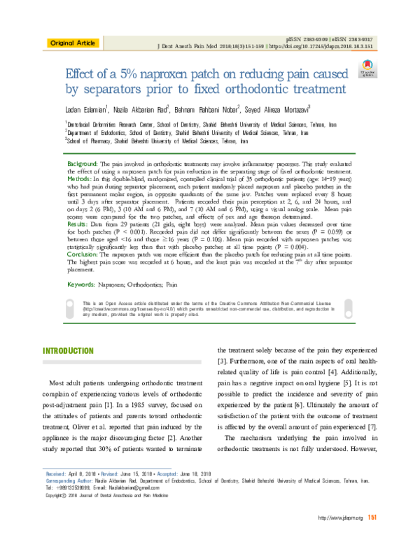 (PDF) Effect of a 5% naproxen patch on reducing pain caused by ...