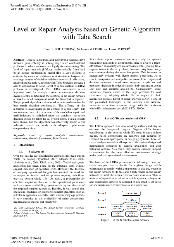 (PDF) Level of Repair Analysis