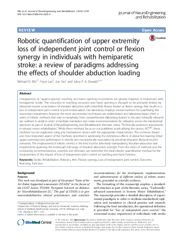 (PDF) Robotic quantification of upper extremity loss of independent ...