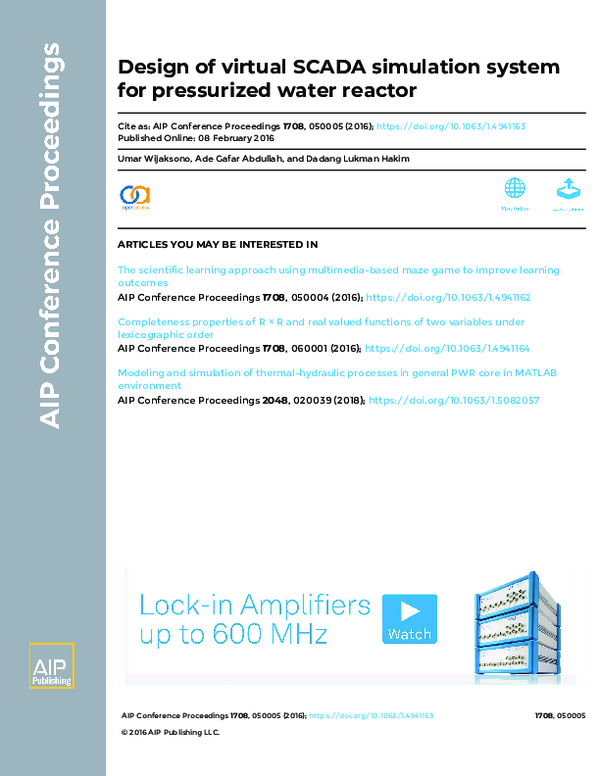 (PDF) Design of virtual SCADA simulation system for pressurized water ...
