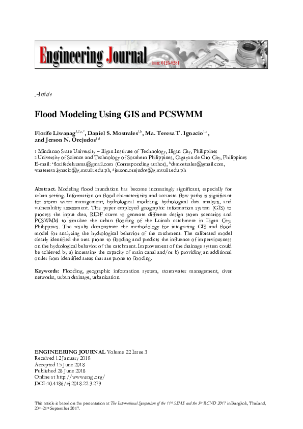 (PDF) Flood Modeling Using GIS and PCSWMM