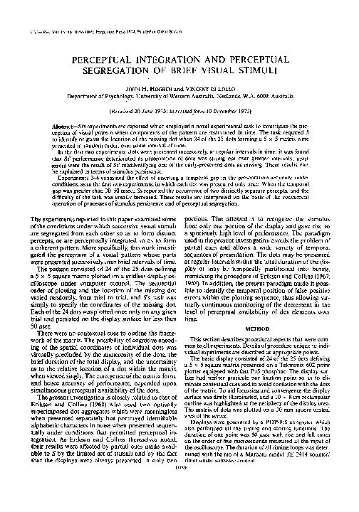 (PDF) Perceptual integration and perceptual segregation of brief visual ...