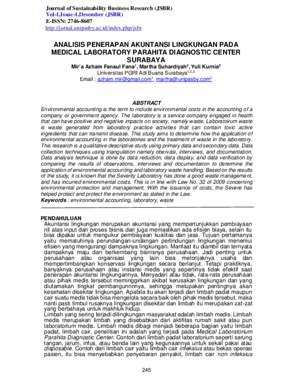 (PDF) Analisis Penerapan Akuntansi Lingkungan Pada Medical Laboratory ...