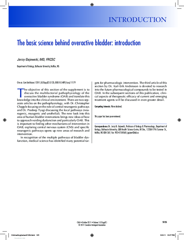 (PDF) The basic science behind overactive bladder: introduction