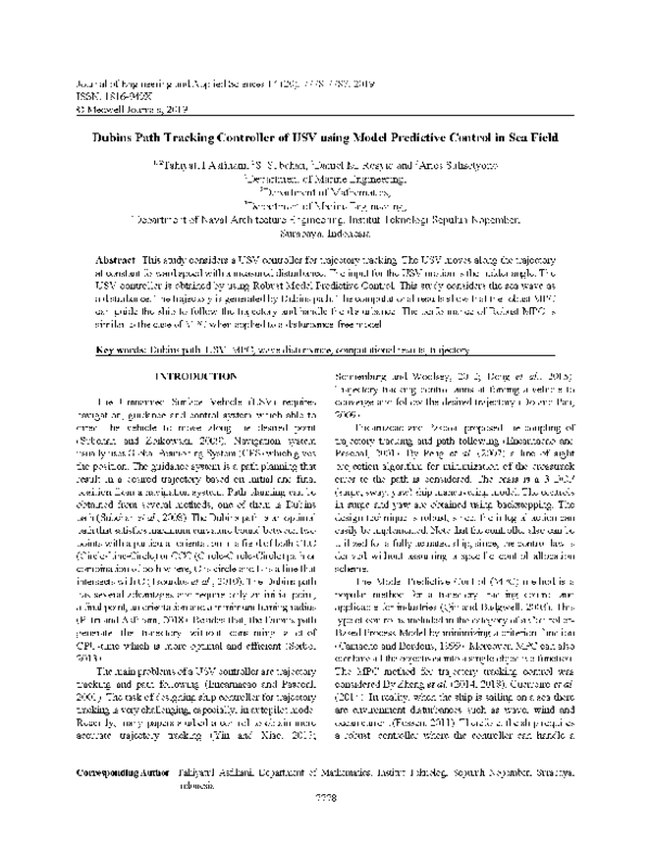 (PDF) Dubins Path Tracking Controller of USV using Model Predictive Control in Sea Field