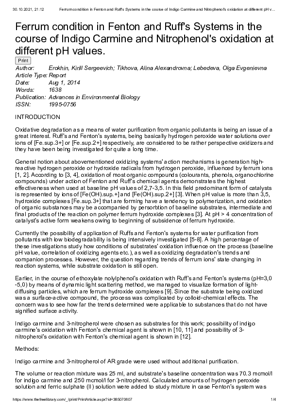 (PDF) Ferrum condition in Fenton and Ruff's Systems in the course of ...
