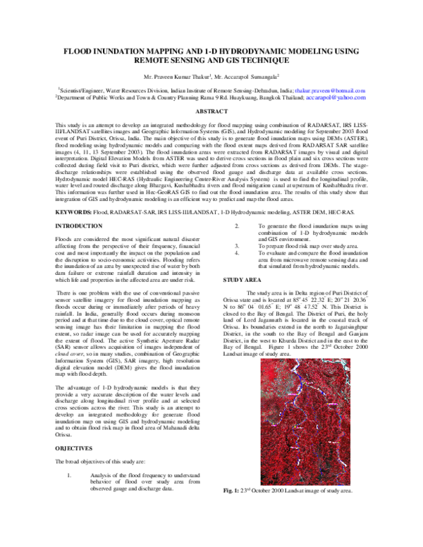 Pdf Flood Inundation Mapping And 1 D Hydrodynamic Modeling Using