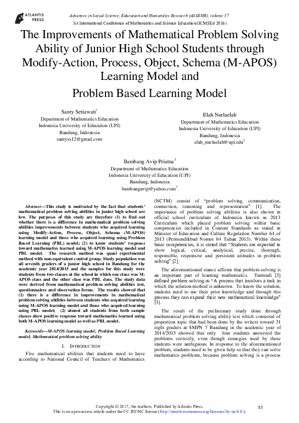 (PDF) The Improvements of Mathematical Problem Solving Ability of ...