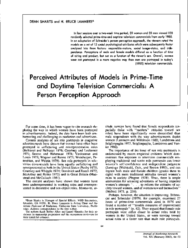 (PDF) Perceived Attributes of Models in Prime-Time and Daytime ...