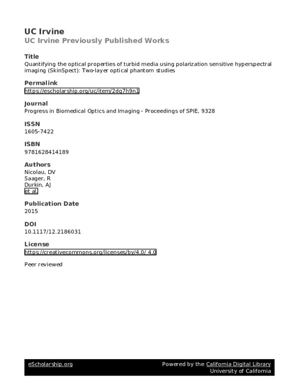 (PDF) Quantifying the optical properties of turbid media using ...