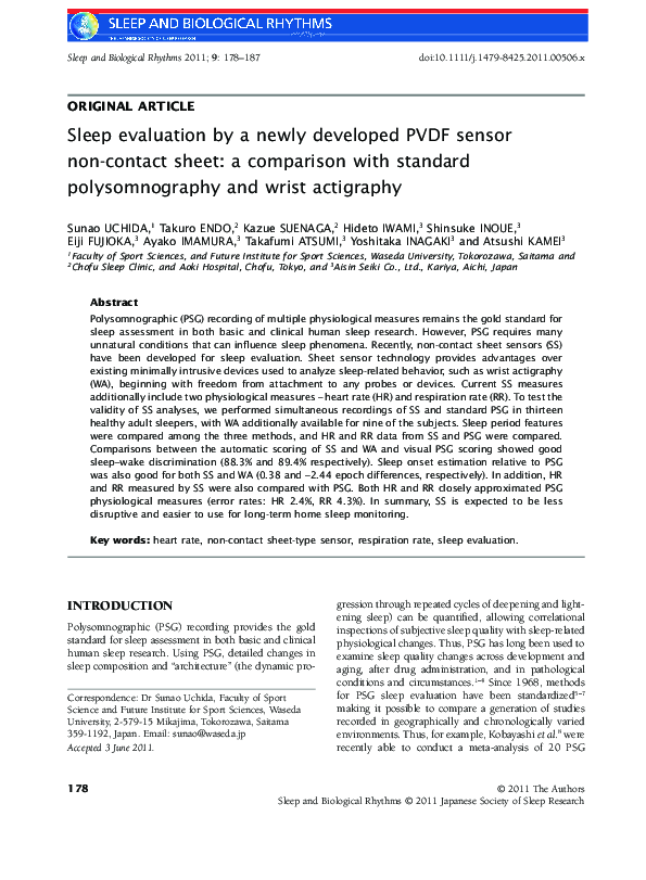 (PDF) Sleep evaluation by a newly developed PVDF sensor non-contact ...