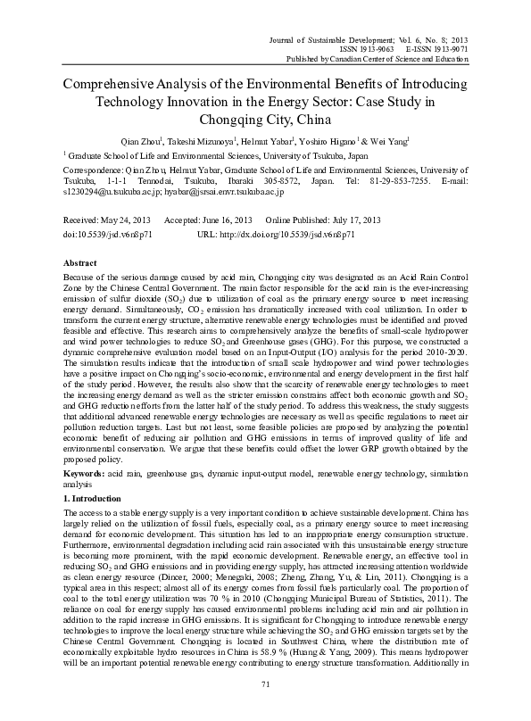 (PDF) Comprehensive Analysis of the Environmental Benefits of ...