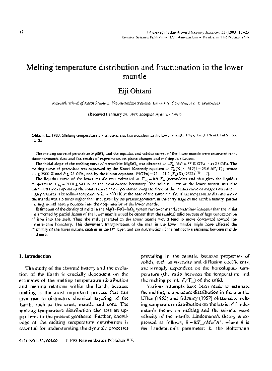(PDF) Melting temperature distribution and fractionation in the lower ...