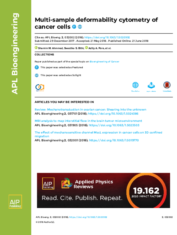 (PDF) Multi-sample deformability cytometry of cancer cells