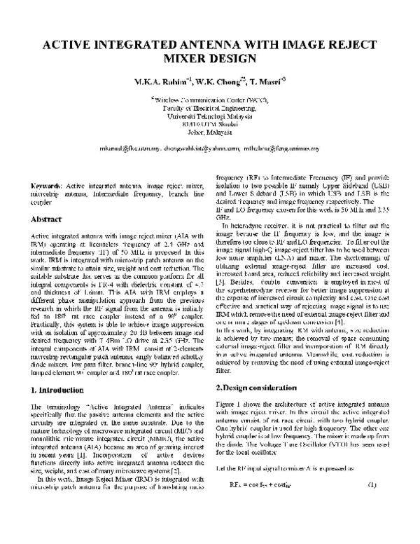 (PDF) Active integrated antenna with image reject mixer design ...