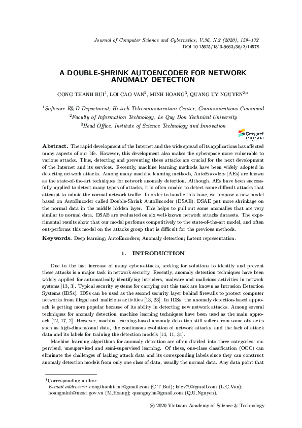 Pdf A Double Shrink Autoencoder For Network Anomaly Detection