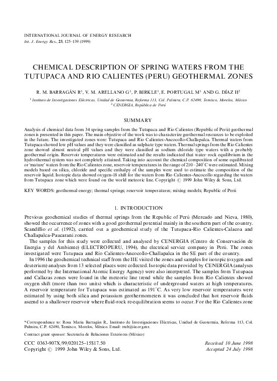 (PDF) Chemical description of spring waters from the Tutupaca and Rio ...
