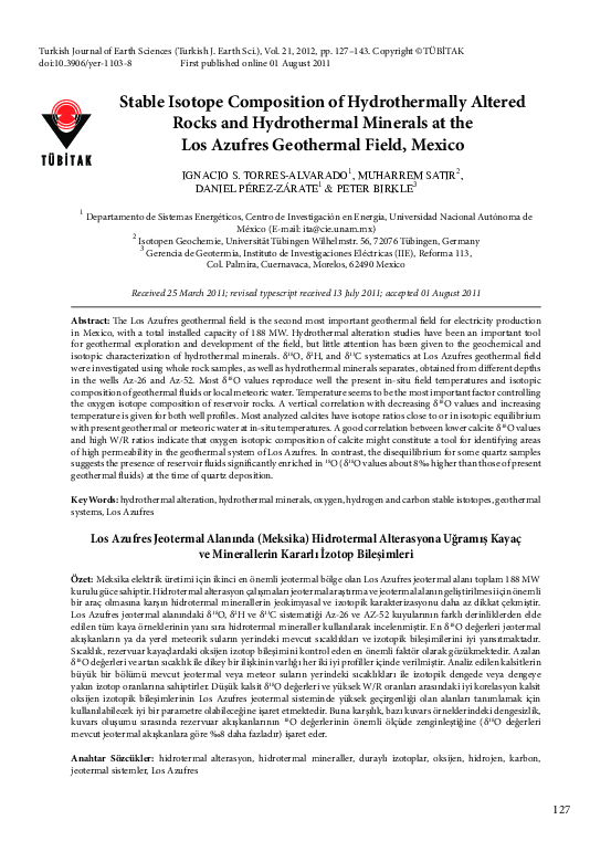 (PDF) Stable Isotope Composition of Hydrothermally Altered Rocks and ...