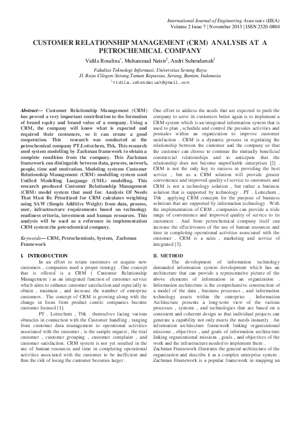 (PDF) Customer Relationship Management (CRM) analysis in Malaysia