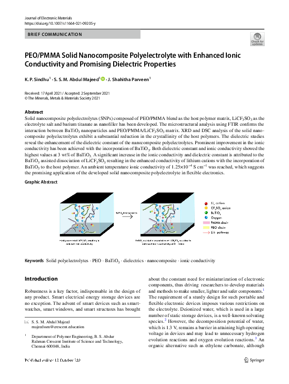 (PDF) PEO/PMMA Solid Nanocomposite Polyelectrolyte with Enhanced Ionic ...