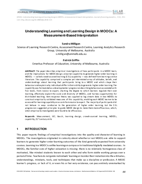(PDF) Understanding Learning and Learning Design in MOOCs: A Measurement-Based Interpretation