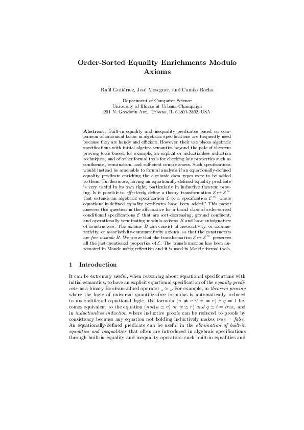 (PDF) Order-sorted equality enrichments modulo axioms