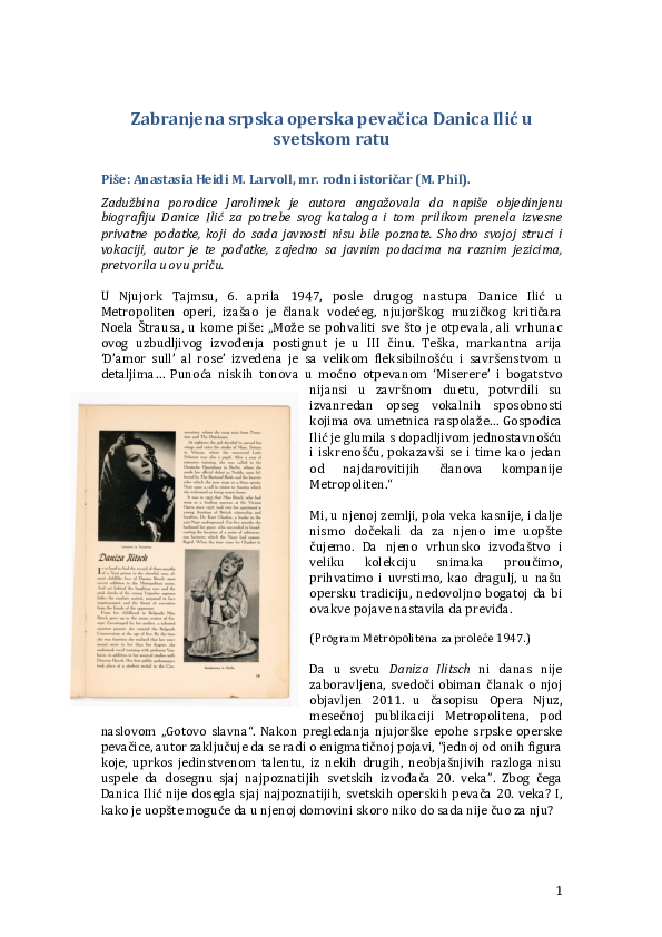 (PDF) Zabranjena srpska operska pevačica Danica Ilić - neopevana ...