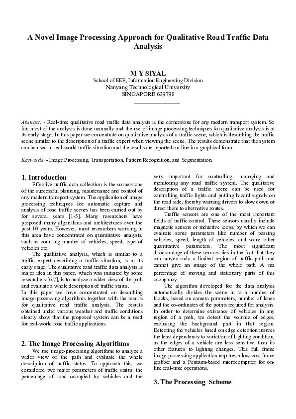 (PDF) A novel image processing approach for qualitative road traffic ...