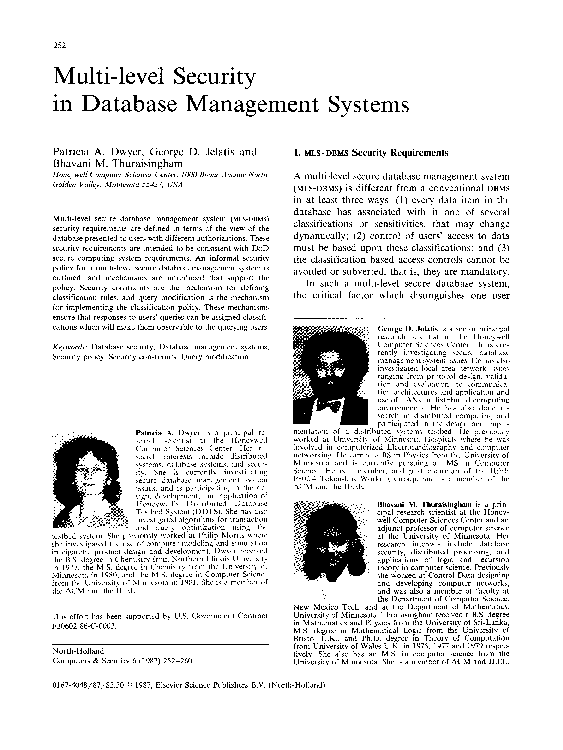 (PDF) Multi-level security in database management systems