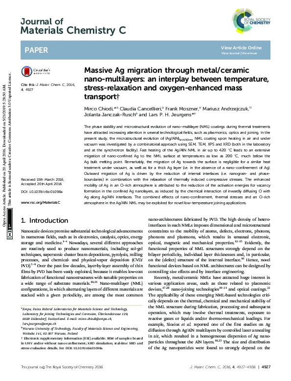 (PDF) Massive Ag migration through metal/ceramic nano-multilayers: an ...