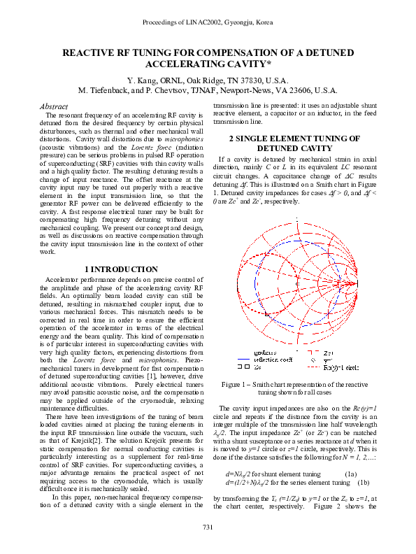 (PDF) Reactive RF Tuning For Compensation of a Detuned Accelerating Cavity