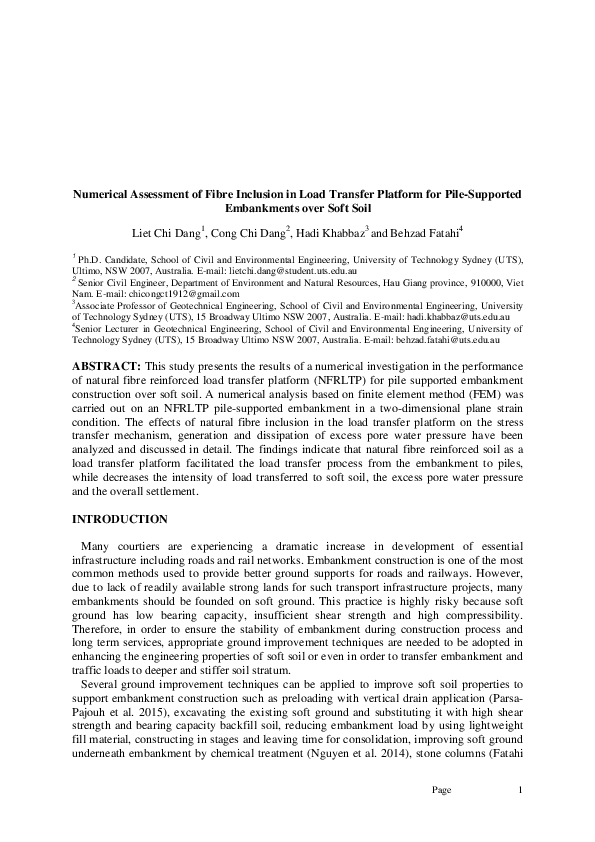 (PDF) Numerical Assessment of Fibre Inclusion in a Load Transfer ...