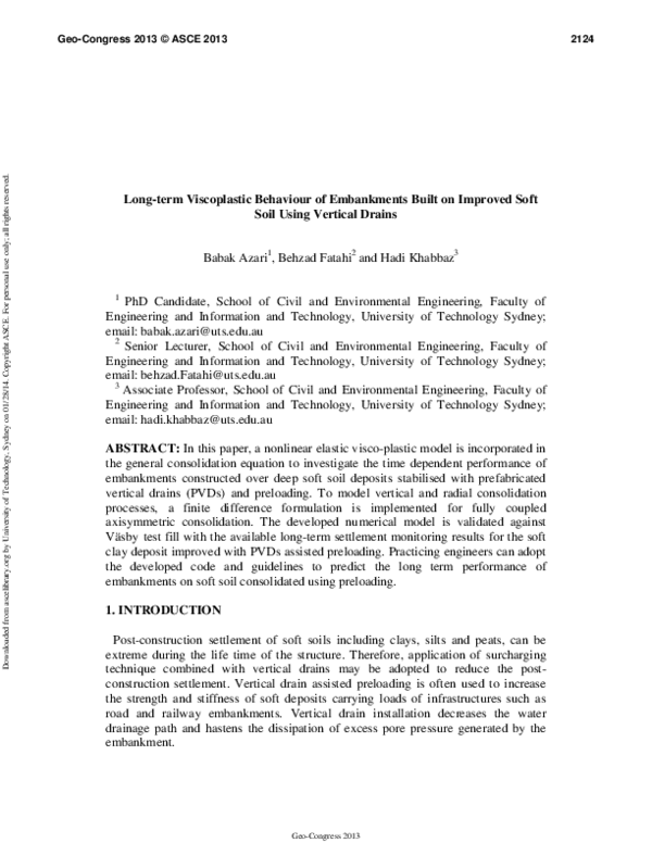 (PDF) Long-term Viscoplastic Behaviour of Embankments Built on Improved Soft Soil Using Vertical ...