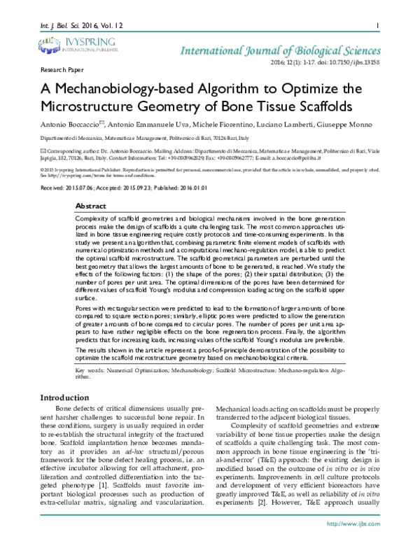 (PDF) A Mechanobiology-based Algorithm to Optimize the Microstructure ...
