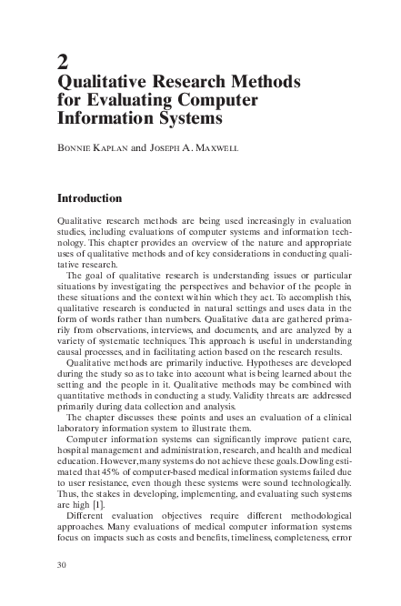 (PDF) Qualitative Research Methods for Evaluating Computer Information ...