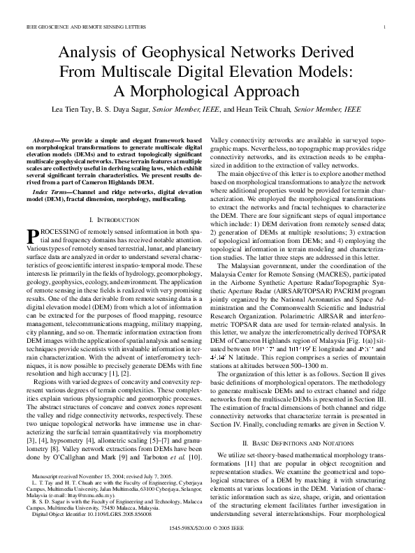 (PDF) Analysis of Geophysical Networks Derived From Multiscale Digital ...
