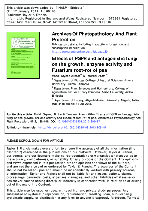 (PDF) Effects of PGPR and antagonistic fungi on the growth, enzyme ...