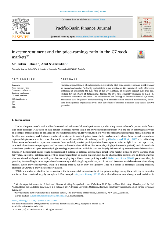(PDF) Investor sentiment and the price-earnings ratio in the G7 stock ...